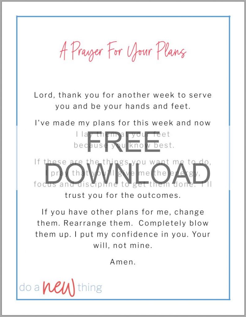 A Prayer For Your Plan | Do A New Thing
